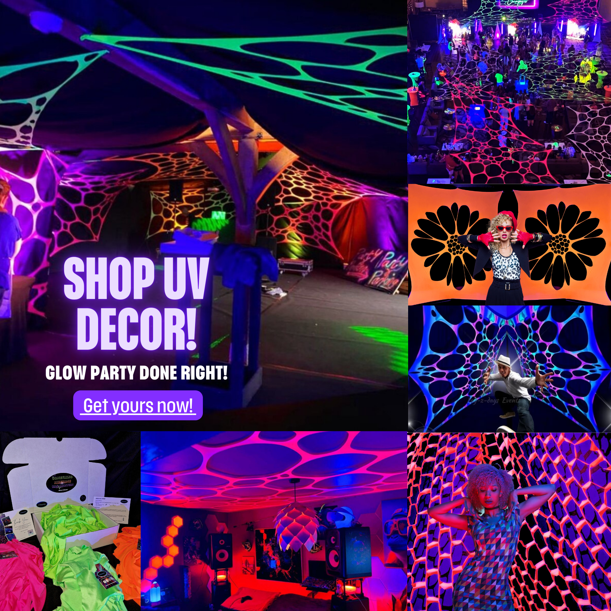 UV Rave Party Tent & Marquee Hire | UV Event Décor Sales & Glow Events ...