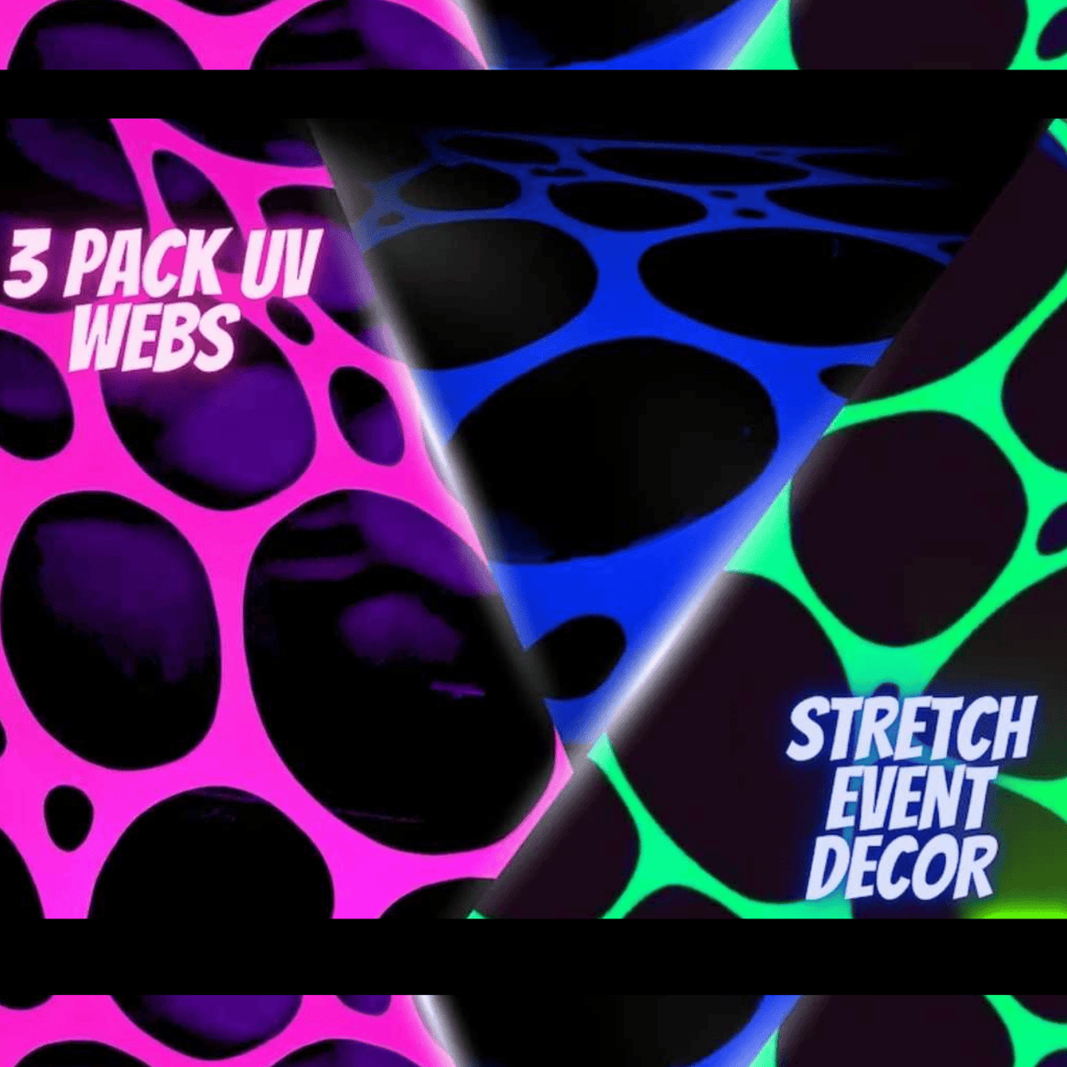 Uv Décor Neon tapestry x3 Pack Webbing Event Decorations| Lay-z-days ...